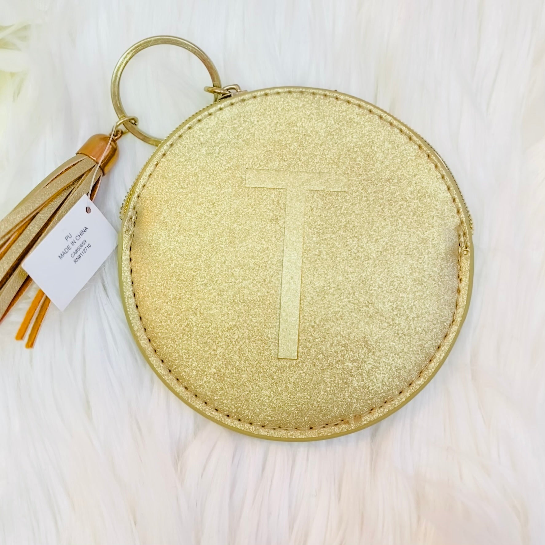 Embossed Initial Coin Purse Key Ring Letter "T" by Ganz (FREE Shipping ...